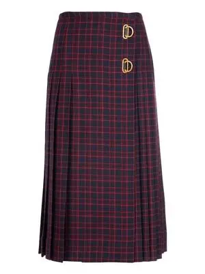 BURBERRY Burberry Checked Wool Pleated Skirt