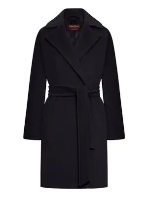 Max Mara Scire Belted Long-sleeved Coat - Black