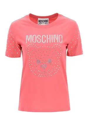 Moschino Embellished Short Sleeve T-shirt - Pink