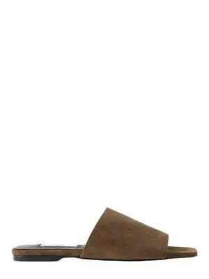 TOTEME Open Toe Square Toe Slip On Slipper - Brown
