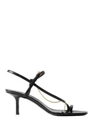 Loulou De Saison Siam Leather Sandals With Chain Detailing - Black