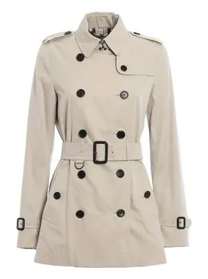 Burberry Double-breasted Short Windbreaker With Belted Waist - Nude