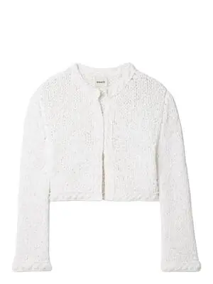 Khaite Long Sleeve Cropped Cardigan - White