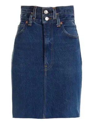 RE/DONE Double Waisted Denim Skirt - Blue