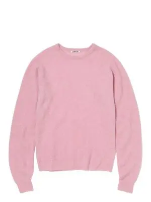 Auralee Sheer Knit Crewneck Sweater - Pink