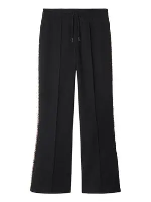 Burberry Checked Trim Drawstring Flared Trousers - Black