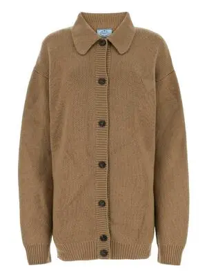 Prada Buttoned Knitted Cardigan - Camel Brown