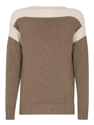 Fendi Knitted Jumper With Ff Mosaic Detail - Brown