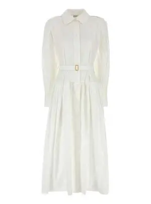 PATOU Maxi Shirt Dress With Belt - White