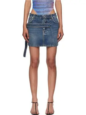 JEAN PAUL GAULTIER Jean Paul Gaultier Low-Waisted Strap Denim Skirt