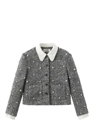 Marissa Chiara Embellished Pearl Button-front Jacket - Grey