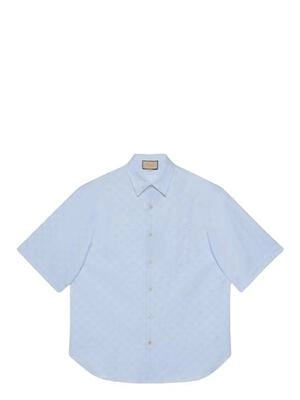 Gucci Gg Supreme Oxford Shirt - Light Blue