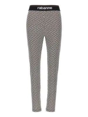 Rabanne Monogram Jacquard Logo Waistband Leggings - Gray