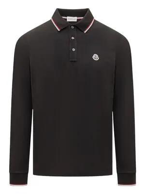 Moncler Logo Patch Polo Shirt - Black