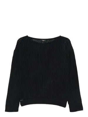 Theory Ribbed Boat-neck Sweater - Deep Navy