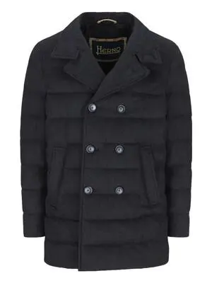 Herno Double-breasted Padded Coat - Black
