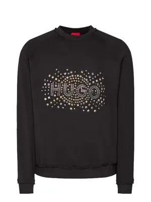 Hugo Boss Logo Studded Cotton Sweatshirt - Black