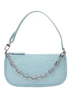 By Far Rachel Croc-embossed Leather Bag - Blue