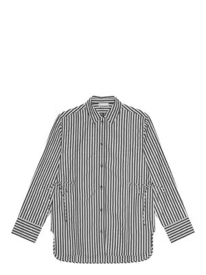 GANNI Striped Button-up Shirt With Adjustable Side Straps - Black