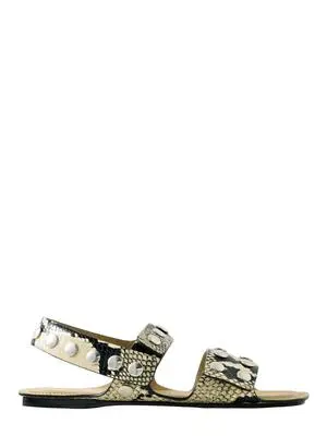 Khaite Square-toe Flat Sandals With Silver Studs - Serpentine
