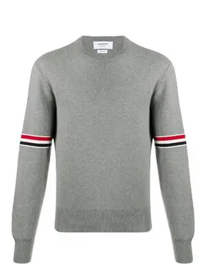 Thom Browne Thom Browne Milano Stitch Crew Neck Knitted Sweater Light Grey
