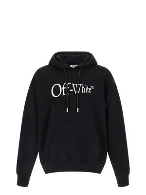 Off-White Off-White Logo Printed Drawstring Hoodie Black