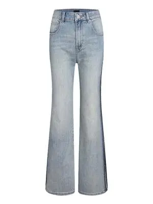 LIUREGALI Side Slit Flare Jeans - Gray