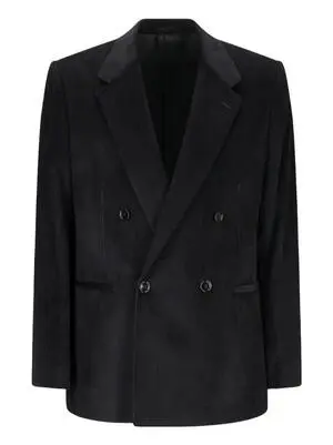 LARDINI Double-breasted Corduroy Jacket - Black