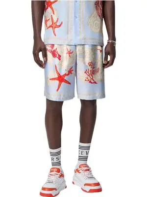 Versace Barocco Sea Printed Elasticated Waistband Shorts - Multicolor