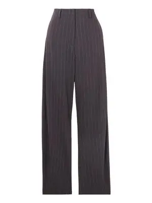 Magda Butrym Pinstriped Wool Blend Loose Fit Trousers - Brown