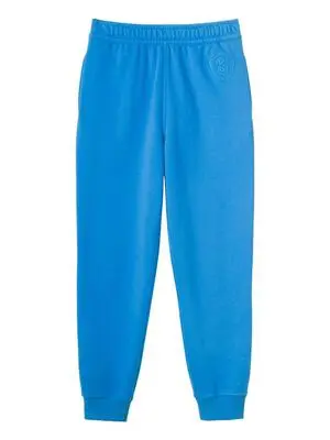 Burberry Embroidered-letter Motif Cotton Track Pants - Blue