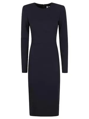 Victoria Beckham Crewneck Fitted Dress - Black