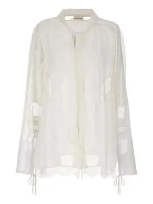 P.a.r.o.s.h Long-sleeve Lace Detail Blouse - White