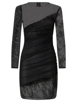 Pinko Sequin-embellished Mesh-upper Mini Dress - Black