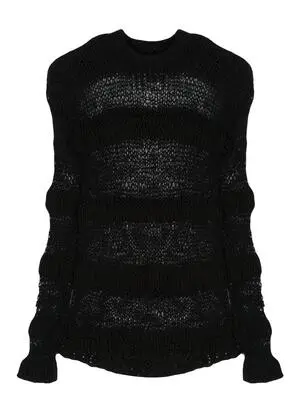 HELIOT EMIL Striped Open-knit Jumper - Black