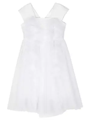 Monnalisa Glitter Tulle Party Dress - White