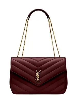 Saint Laurent Saint Laurent Loulou Foldover Top Large Shoulder Bag Red Cabernet
