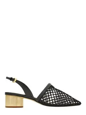 FERRAGAMO Mesh Open-heeled Slingbacks - Black