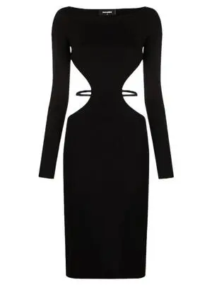 Dsquared2 Long-sleeve Cut-out Midi Dress - Black