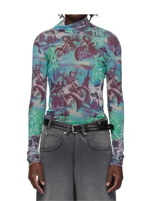 LU'U DAN Masked Mesh Turtleneck - Multi-color