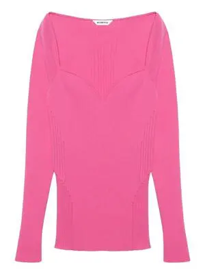 Balenciaga Balenciaga Sweetheart Neckline Knit Top Pink