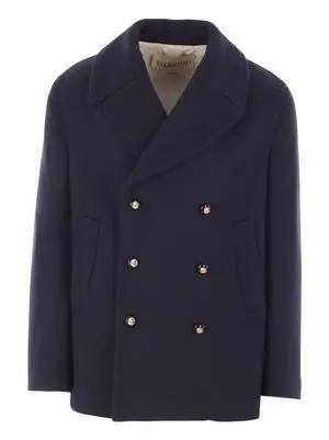 Valentino Garavani Double-breasted Long-sleeved Coat - Black