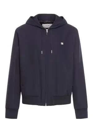 Celine Triomphe Blouson Jacket With Hood In Cotton Twill - Navy Blue