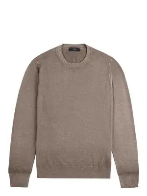 FAY Crew Neck Wool Knitwear With Embroidered Logo - Brown