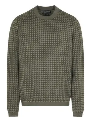 Emporio Armani Geometric Pattern Virgin Wool Sweater - Green