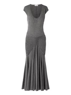 Alaïa Pleated Long Skirt - Black