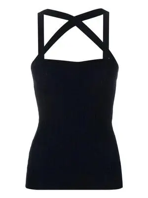 PATOU Cable Knit Halterneck Top - Black