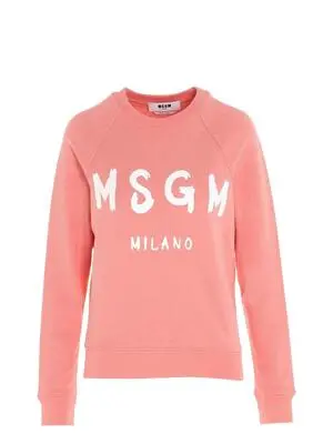 MSGM Logo Printed Crewneck Sweatshirt - Pink