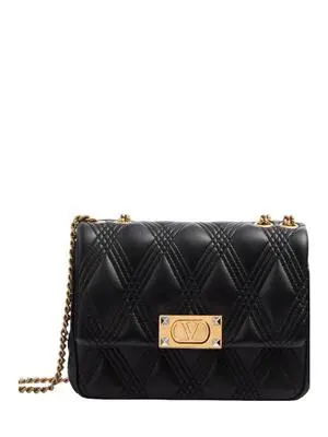 Valentino Garavani Rockstud Foldover Top Shoulder Bag - Black