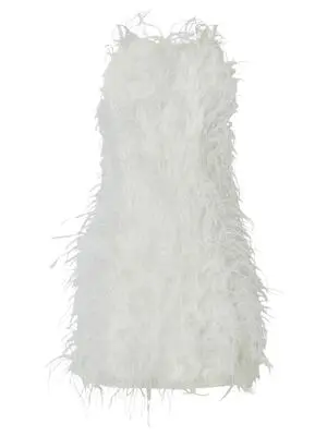 Pinko Feather-embellished Mini Dress - White